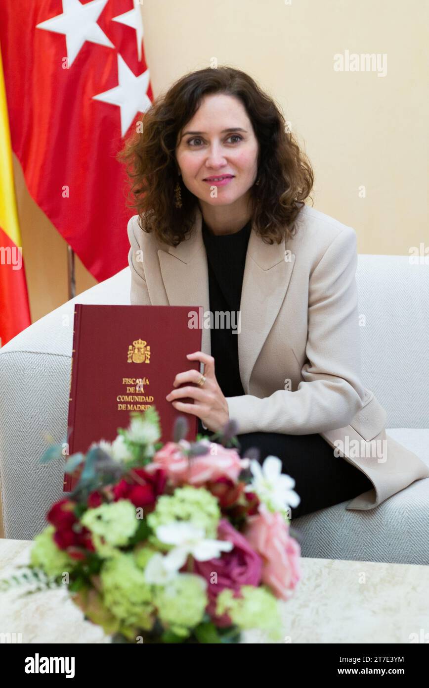 The president of the Community of Madrid, Isabel Díaz Ayuso, receives ...
