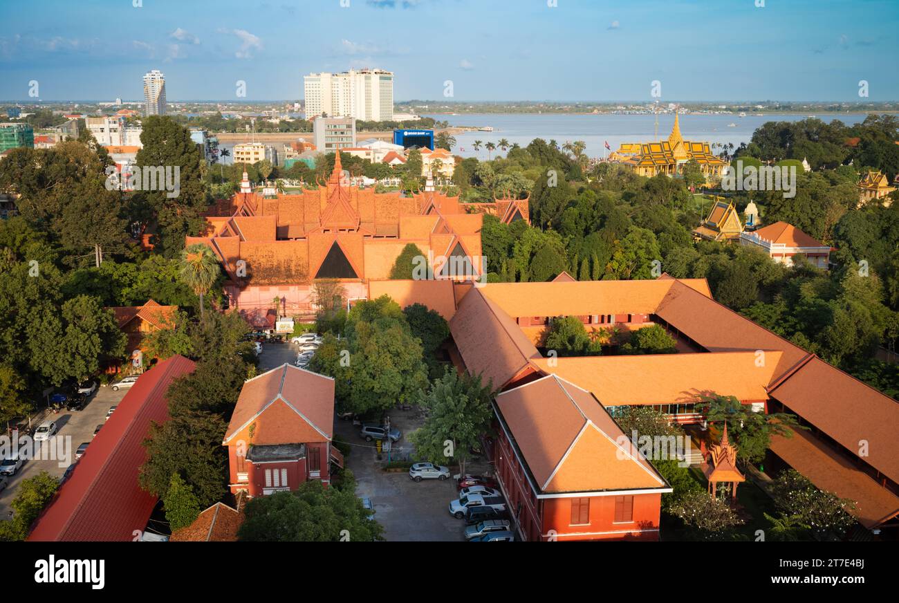 An aerial view in Phnom Penh, Cambodia, showing the National Museum ...