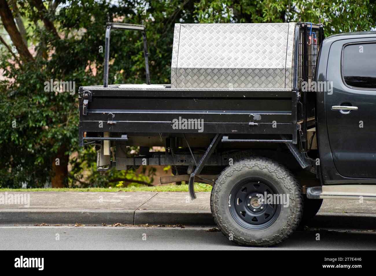 tradie truck with tools. tool box on the tray of a ute un australia ...