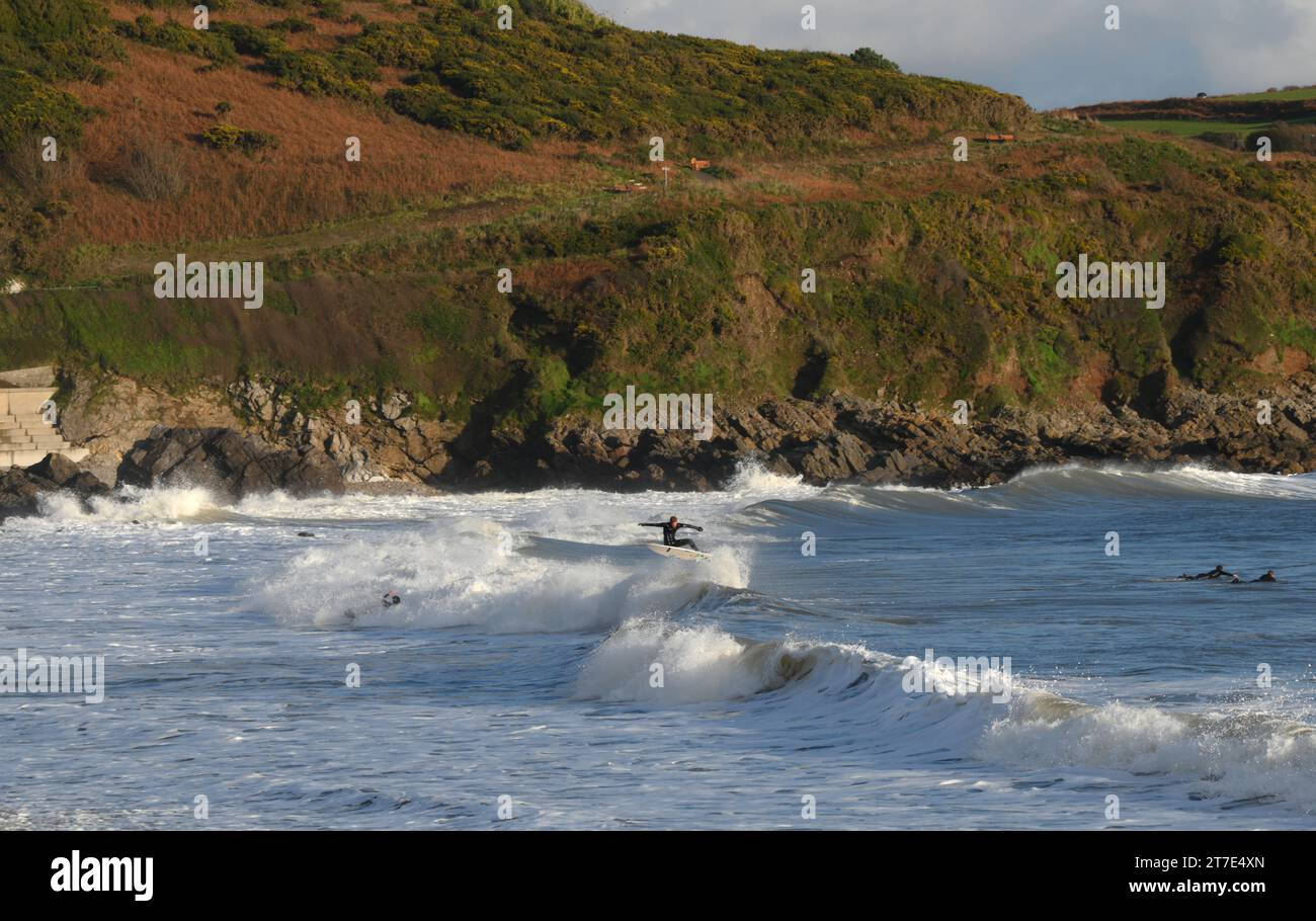 Surf on the Gower at Langland Bay, Swansea, Wales Stock Photo - Alamy