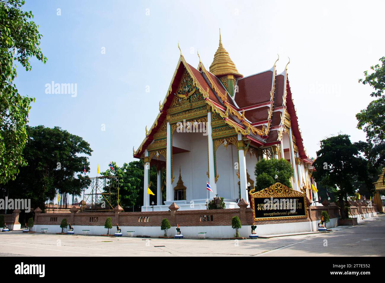 Ancient ordination hall and antique ubosot for thai people travel visit ...