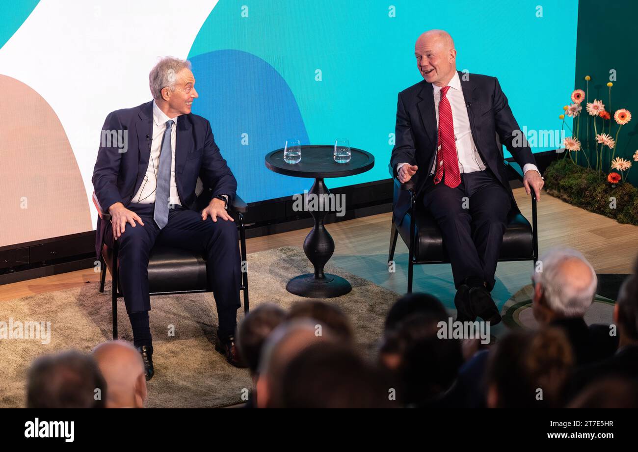 Tony Blair (left) and William Hague speaking at the Shaping Us National ...