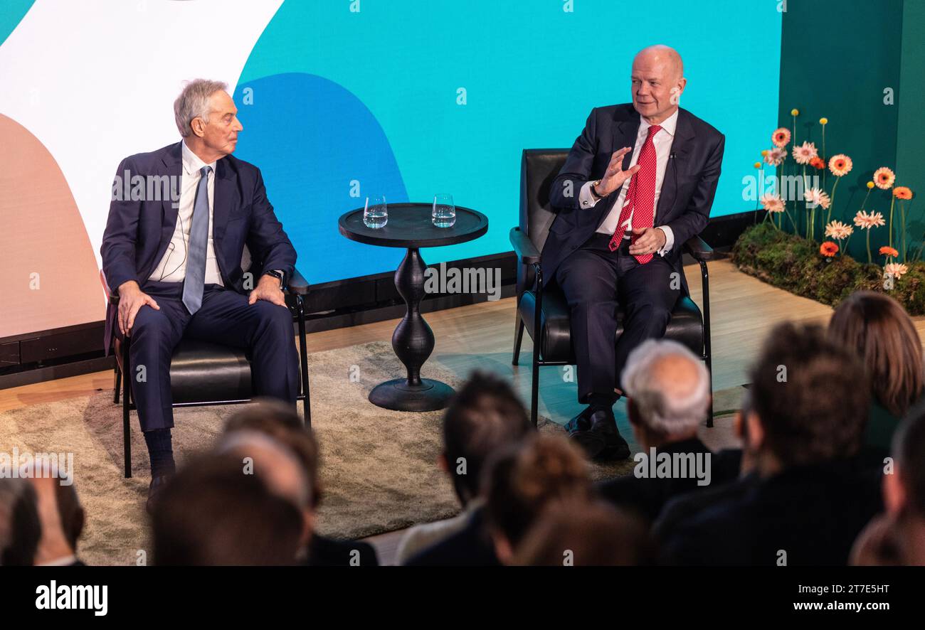 Tony Blair (left) and William Hague speaking at the Shaping Us National ...