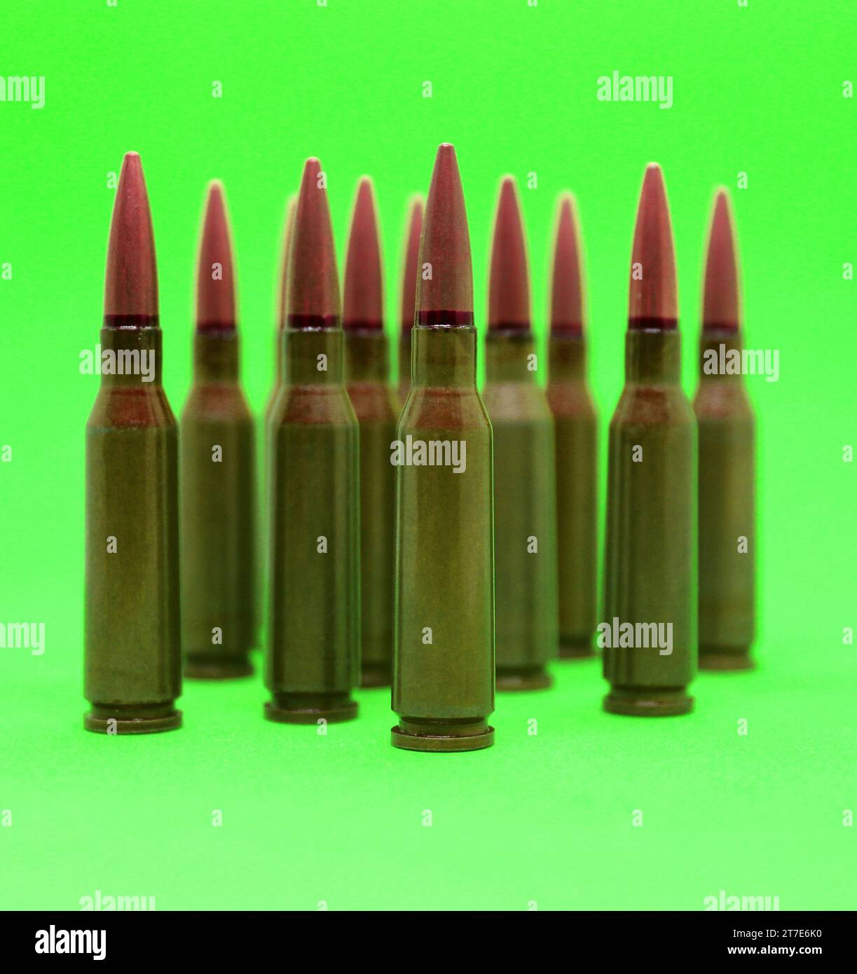Group Of Bullets For Assault Rifle On Green Screen Stock Photo - Alamy