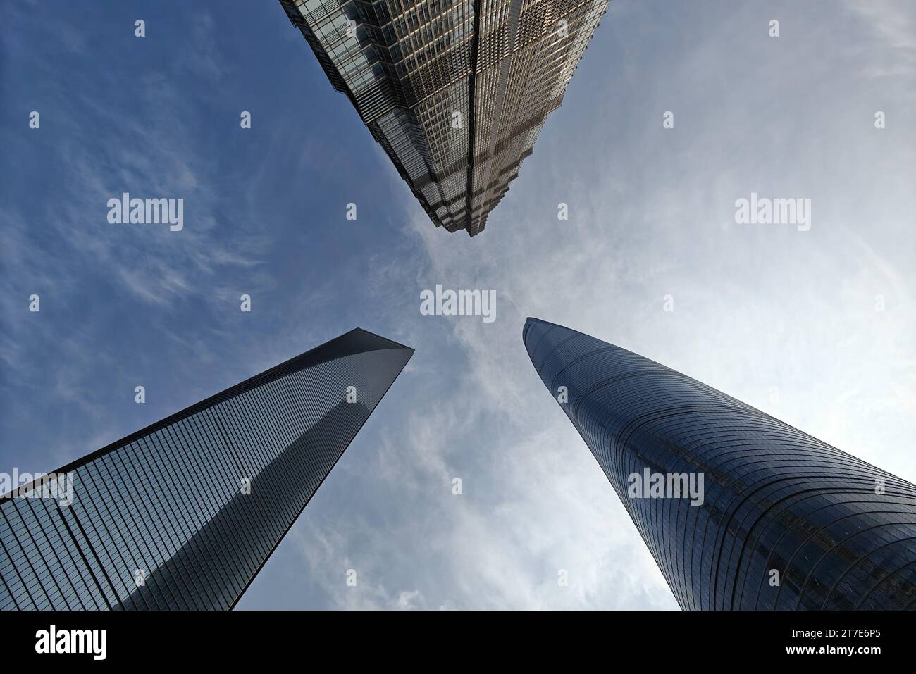 SHANGHAI, CHINA - NOVEMBER 15, 2023 - The spires of Shanghai Tower ...