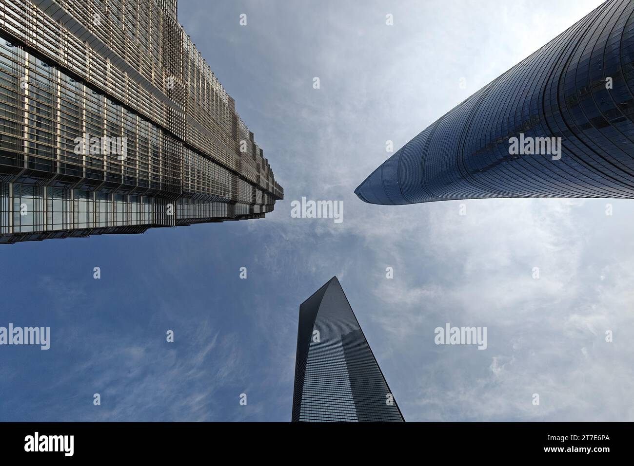 SHANGHAI, CHINA - NOVEMBER 15, 2023 - The spires of Shanghai Tower ...