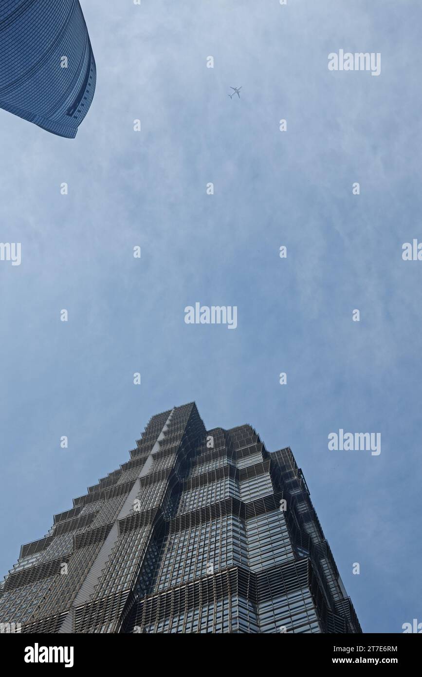 SHANGHAI, CHINA - NOVEMBER 15, 2023 - The spires of Shanghai Tower ...