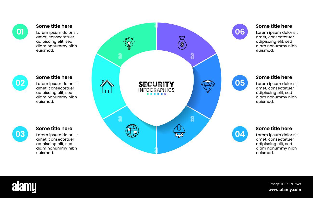 Infographic template with icons and 6 options or steps. Shield. Can be ...