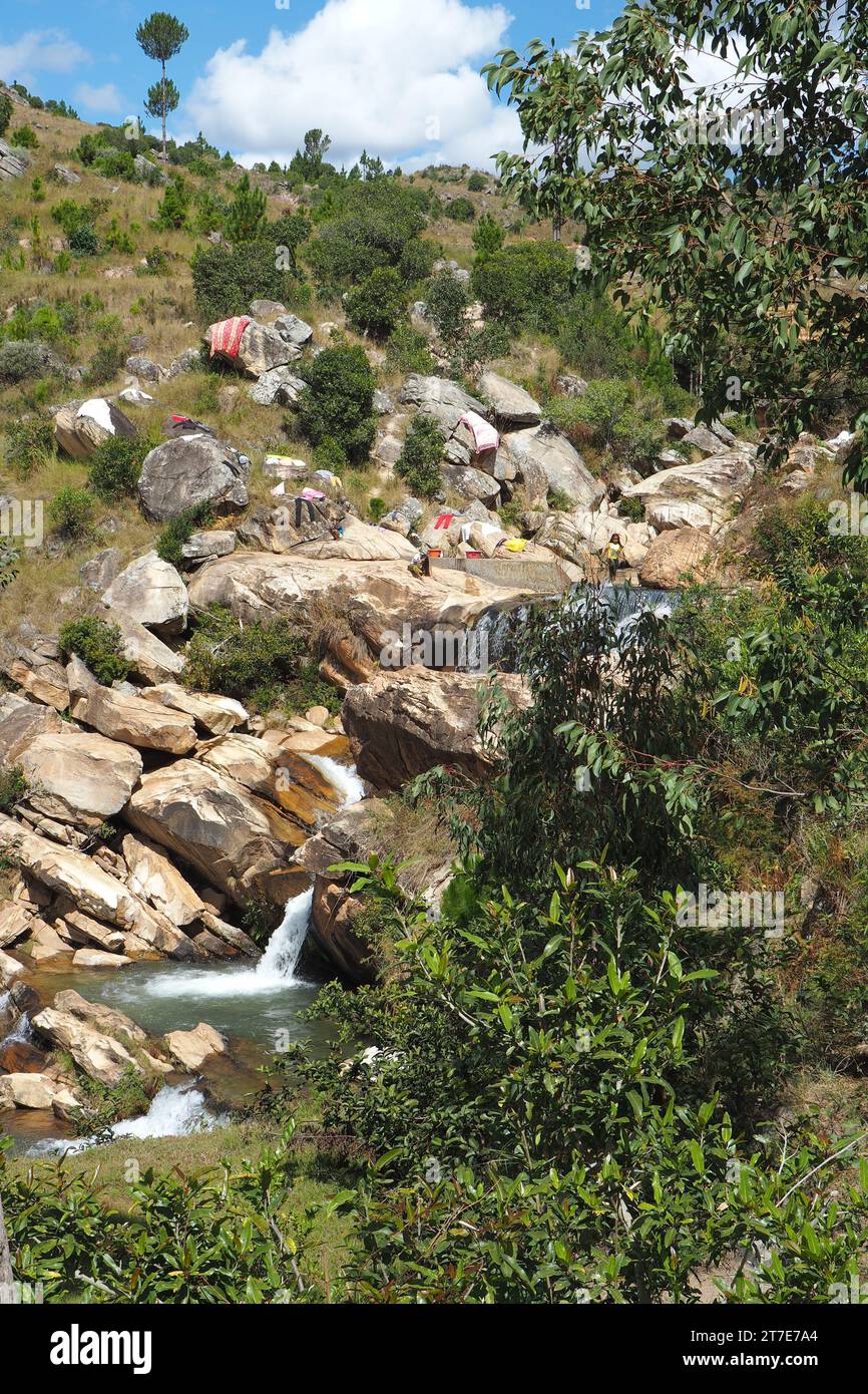 Madagascar, Antsirabe, Vakinankaratra, village, hautes terres, cascade ...