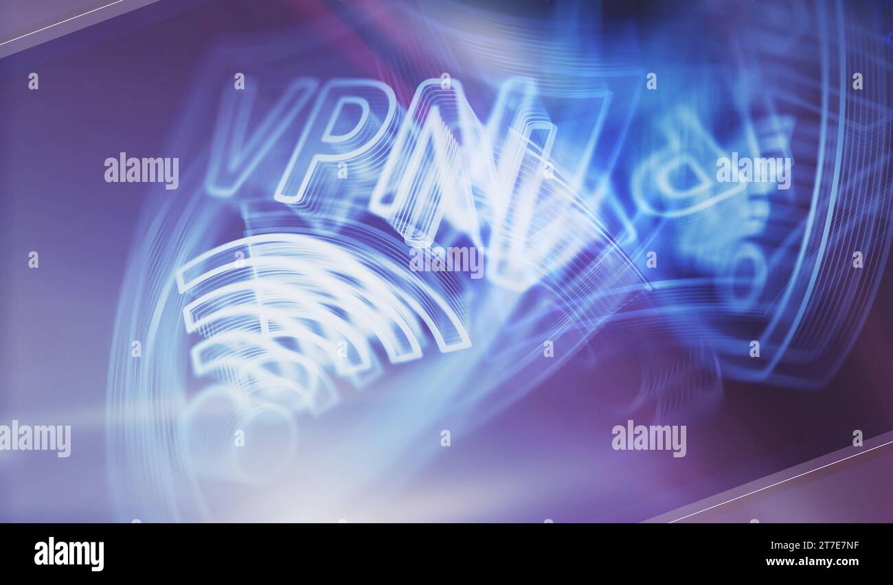 VPN virtual private network communication symbol digital concept. Cyber ...