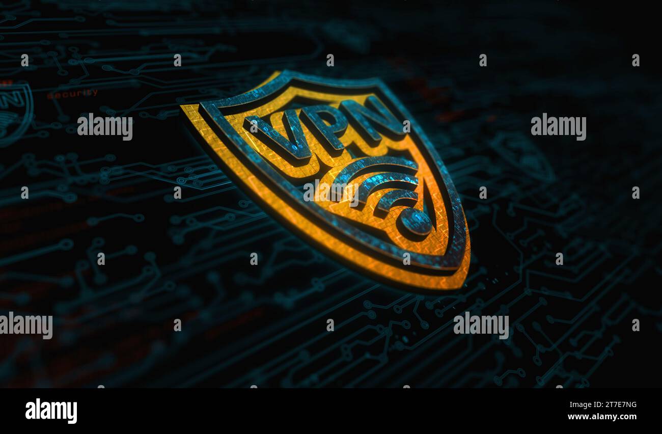 VPN virtual private network communication symbol digital concept. Cyber ...