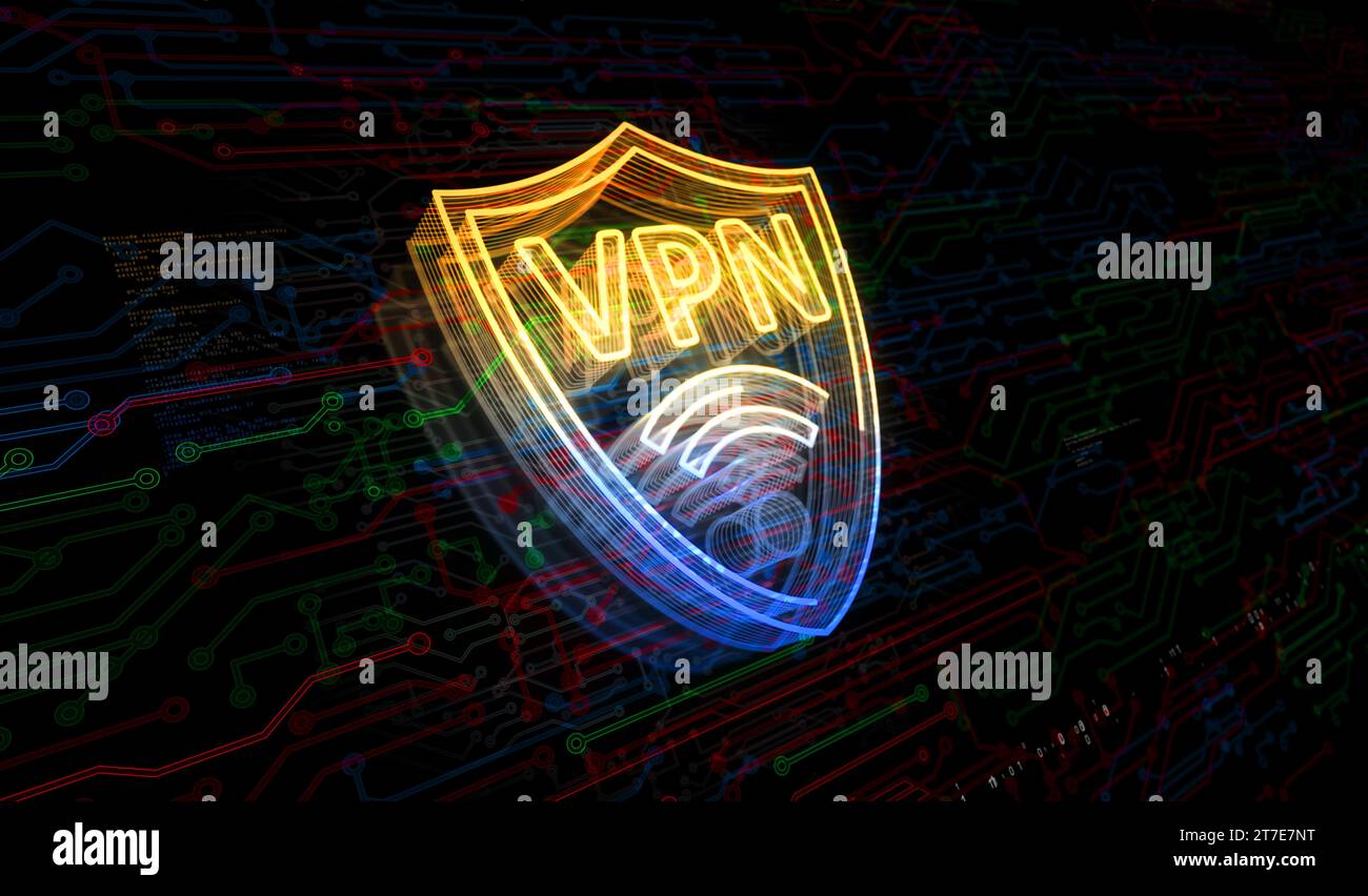 VPN virtual private network communication symbol digital concept. Cyber ...