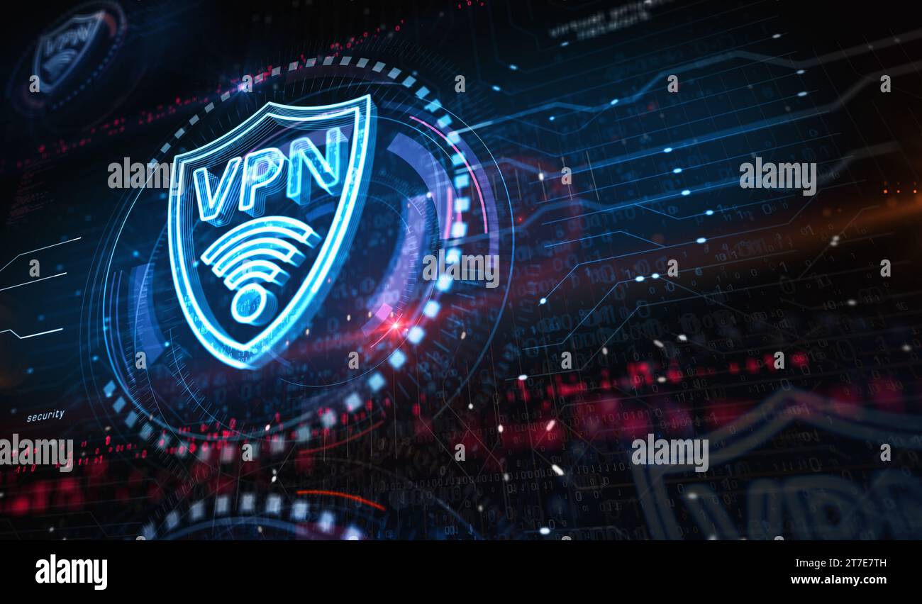 VPN virtual private network communication symbol digital concept. Cyber ...