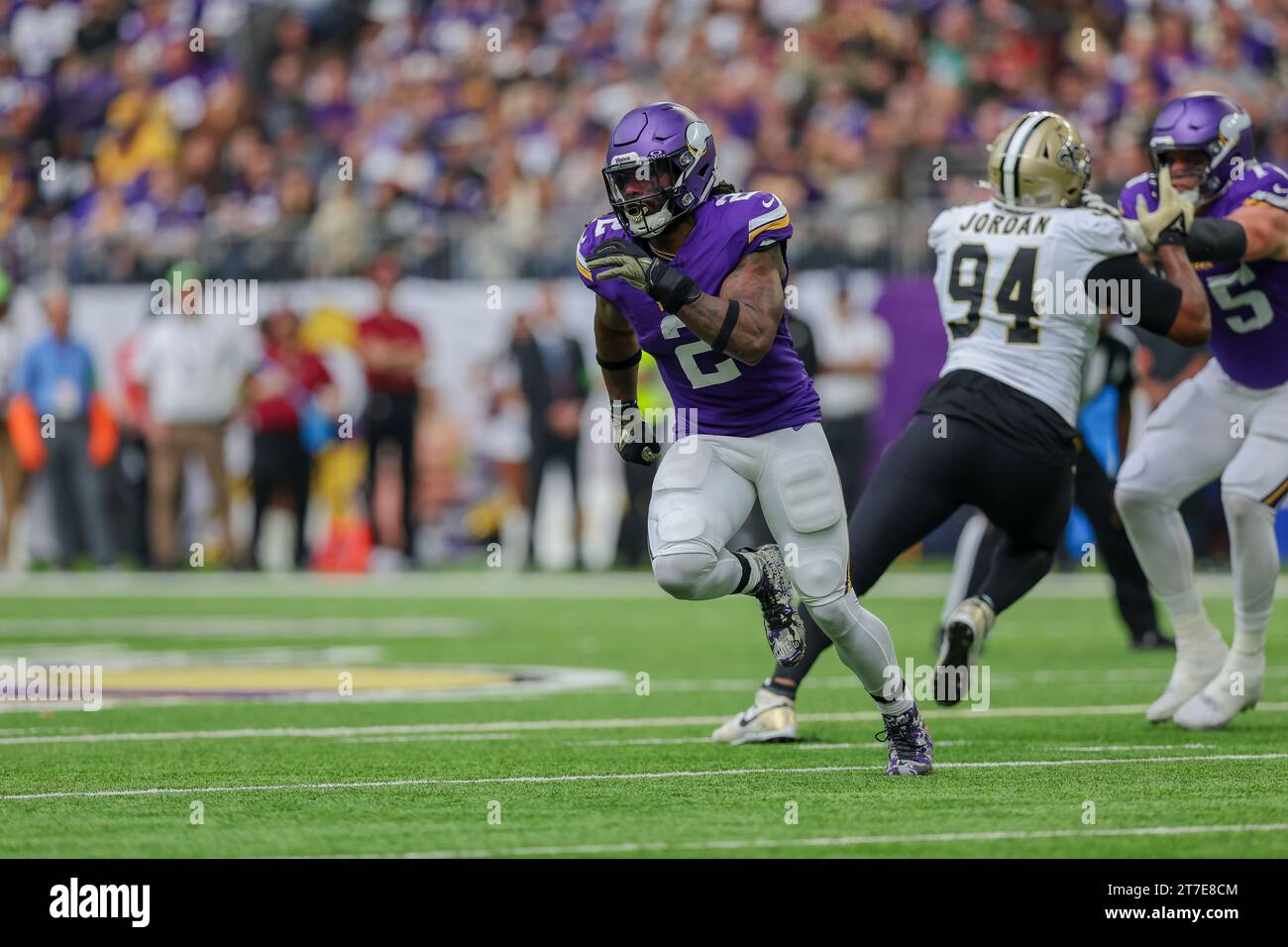 Minnesota Vikings running back Alexander Mattison (2) runs a route ...