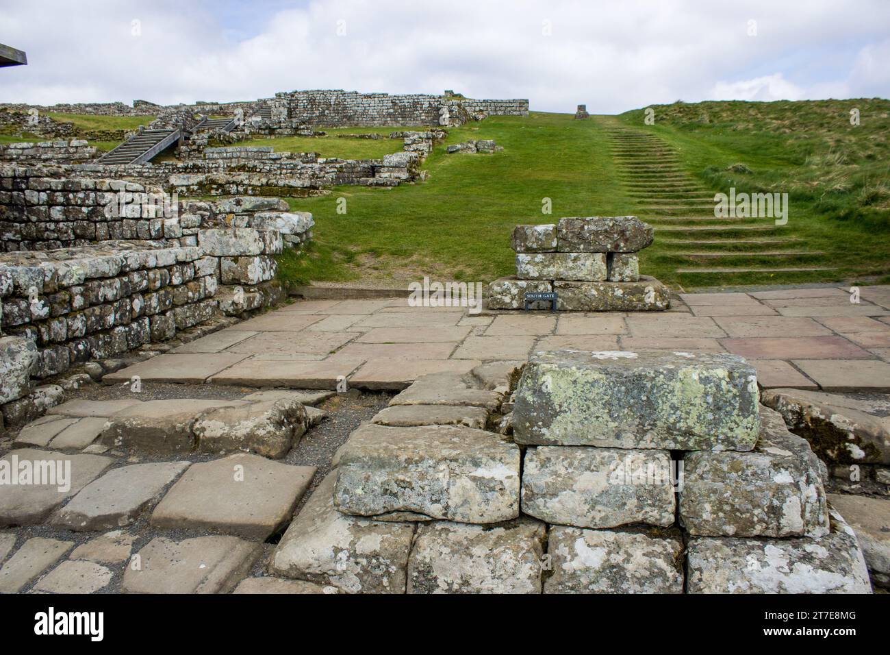 Looking over the Ruins of Housesteads Fort, one of the old Roman Forts ...