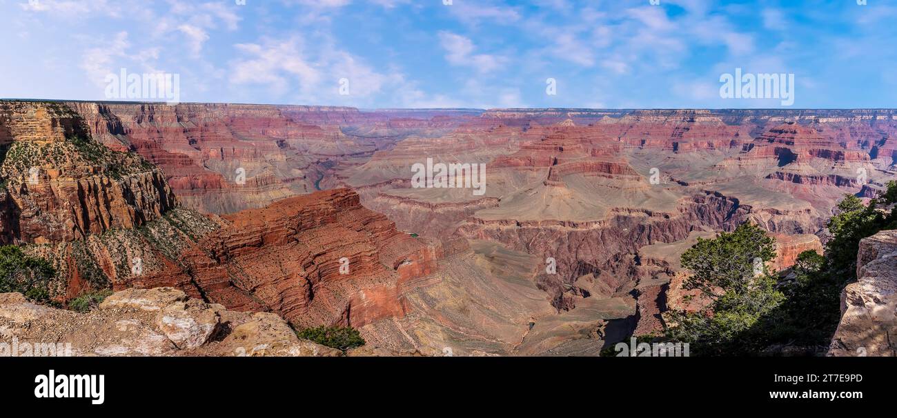 A panorama showing a glimpse of the Colorado river between the coloured ...