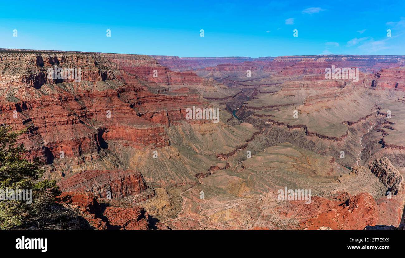 A vertical view from the Abyss viewpoint of the Grand Canyon looking ...