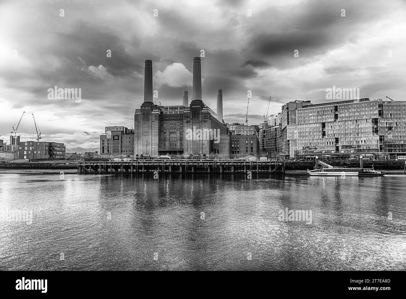 Battersea Power Station, iconic building and landmark facing the river ...