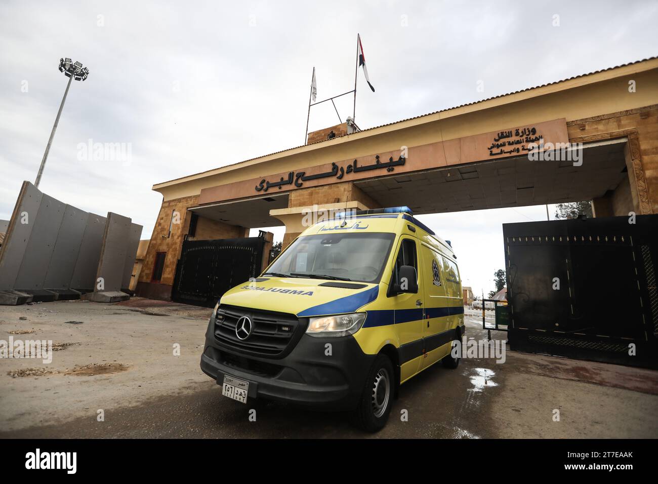 Rafah, Egypt. 15th Nov, 2023. Egyptian ambulance vehicles cross back ...