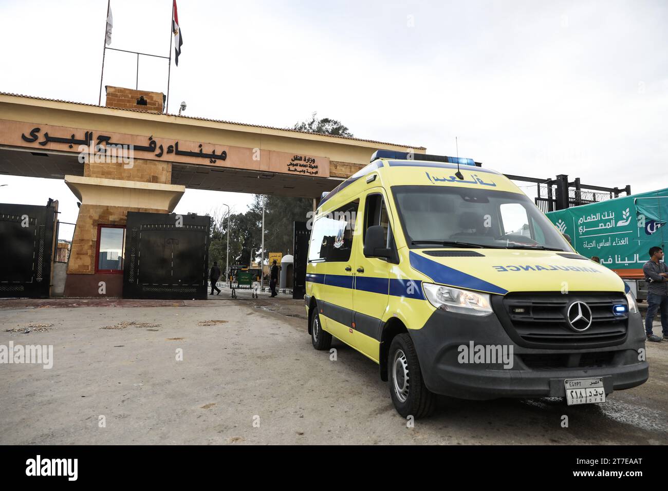 Rafah, Egypt. 15th Nov, 2023. Egyptian ambulance vehicles cross back ...