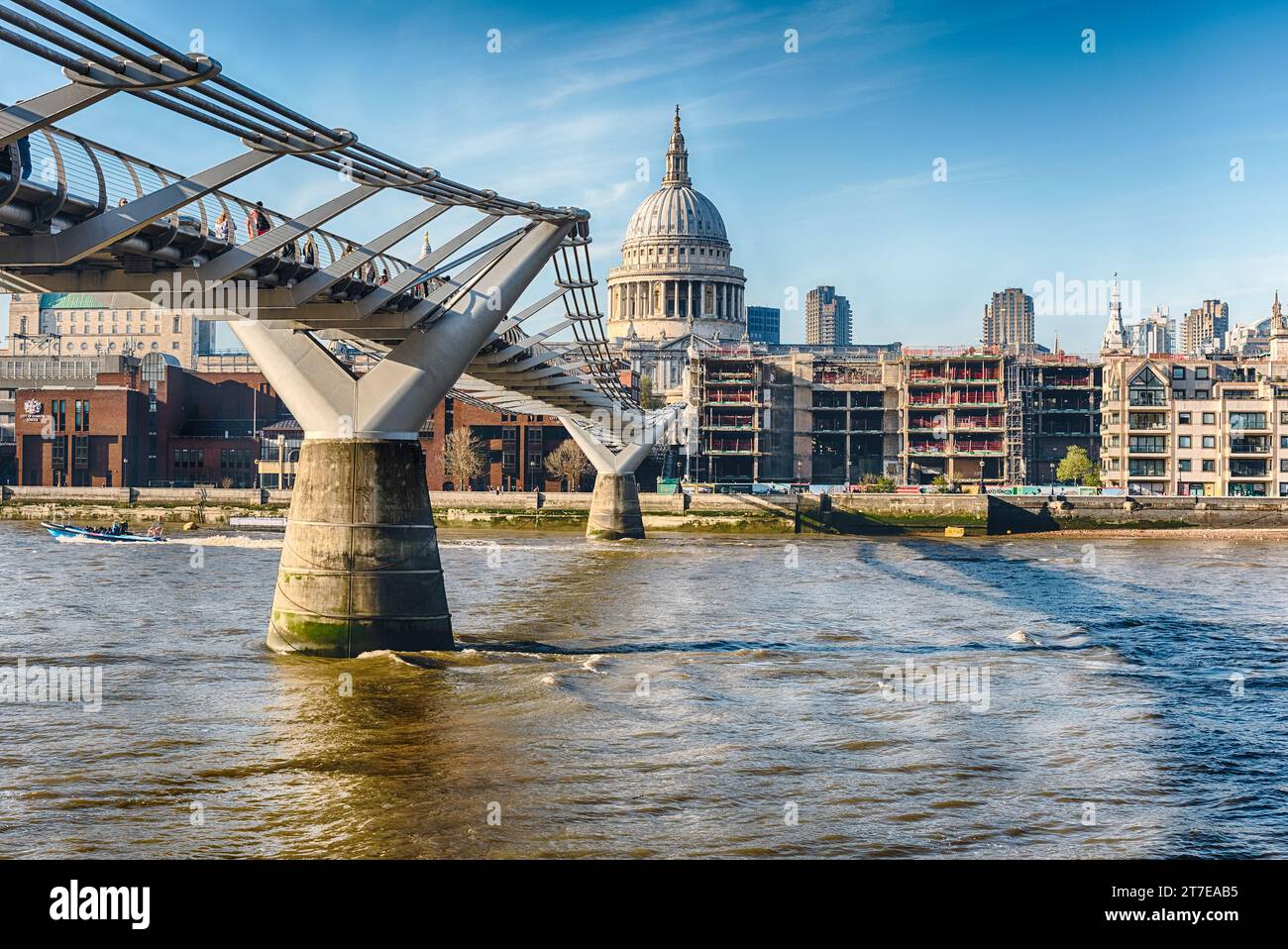 Scenic panoramic view over the river Thames and the skyline with ...