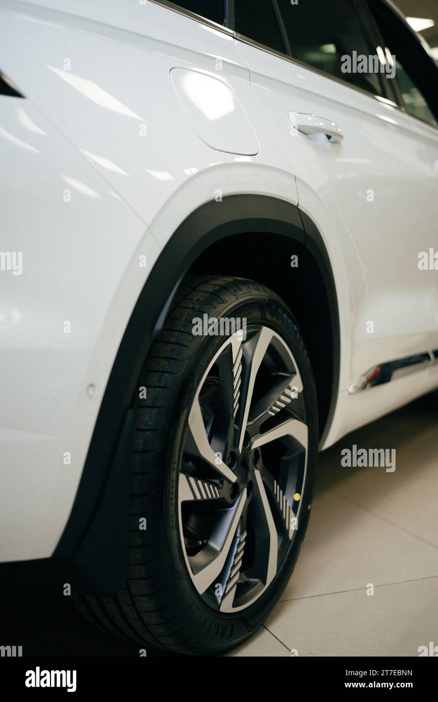 rear wheel of a white car. High quality photo Stock Photo - Alamy