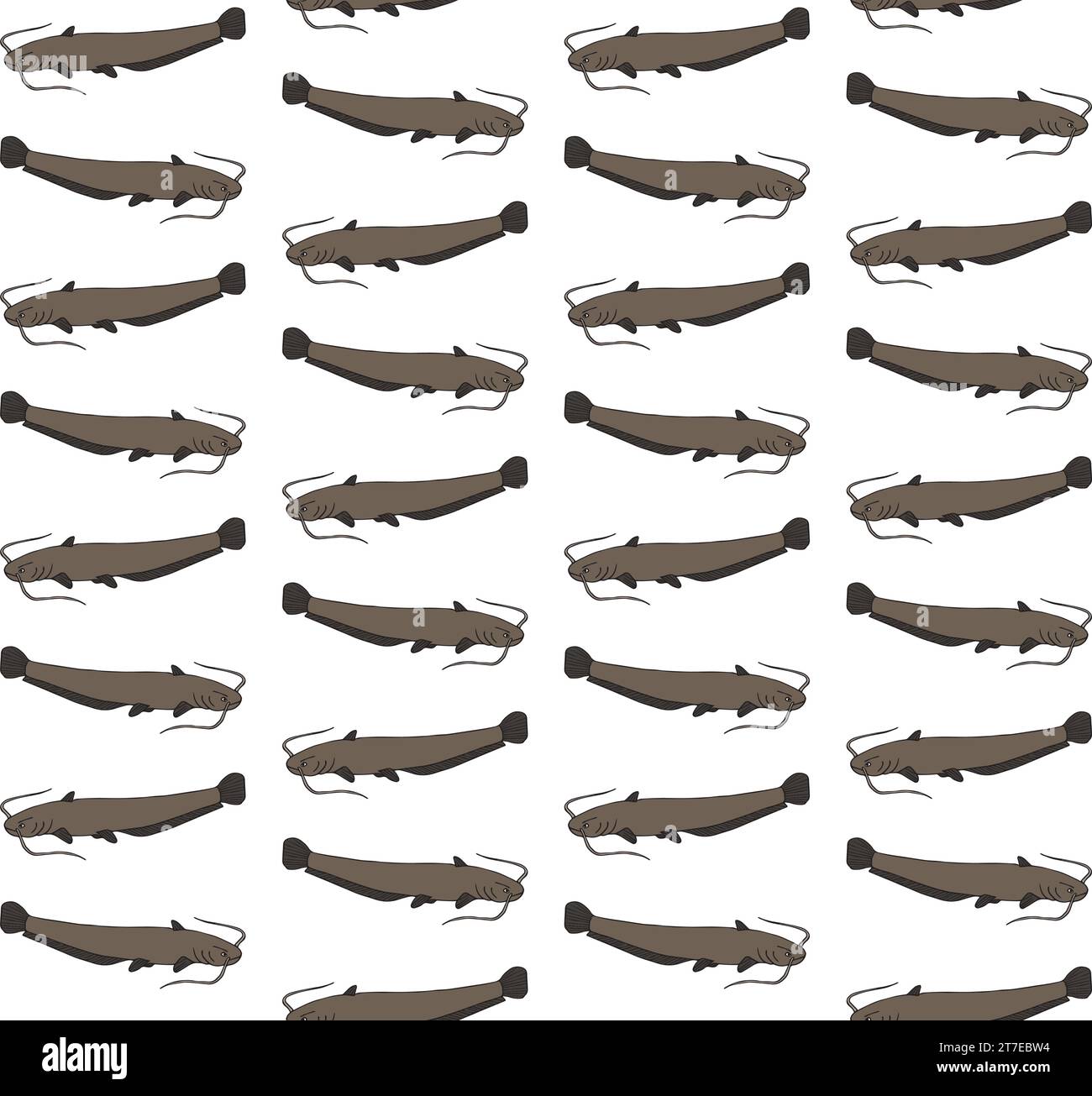 Vector seamless pattern of hand drawn doodle sketch colored catfish ...