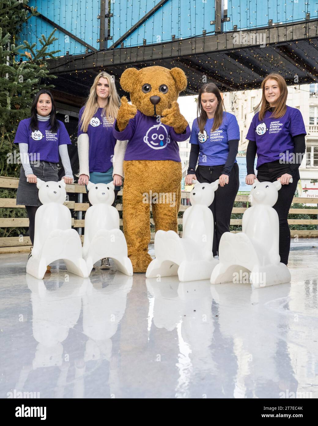 London, UK. 15 November 2023. GOSH charity mascot Bernard bear and ...