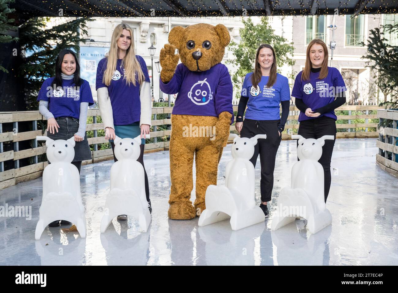 London, UK. 15 November 2023. GOSH charity mascot Bernard bear and ...