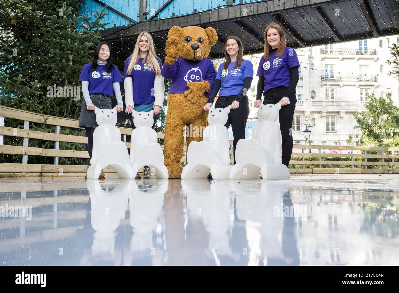London, UK. 15 November 2023. GOSH charity mascot Bernard bear and ...