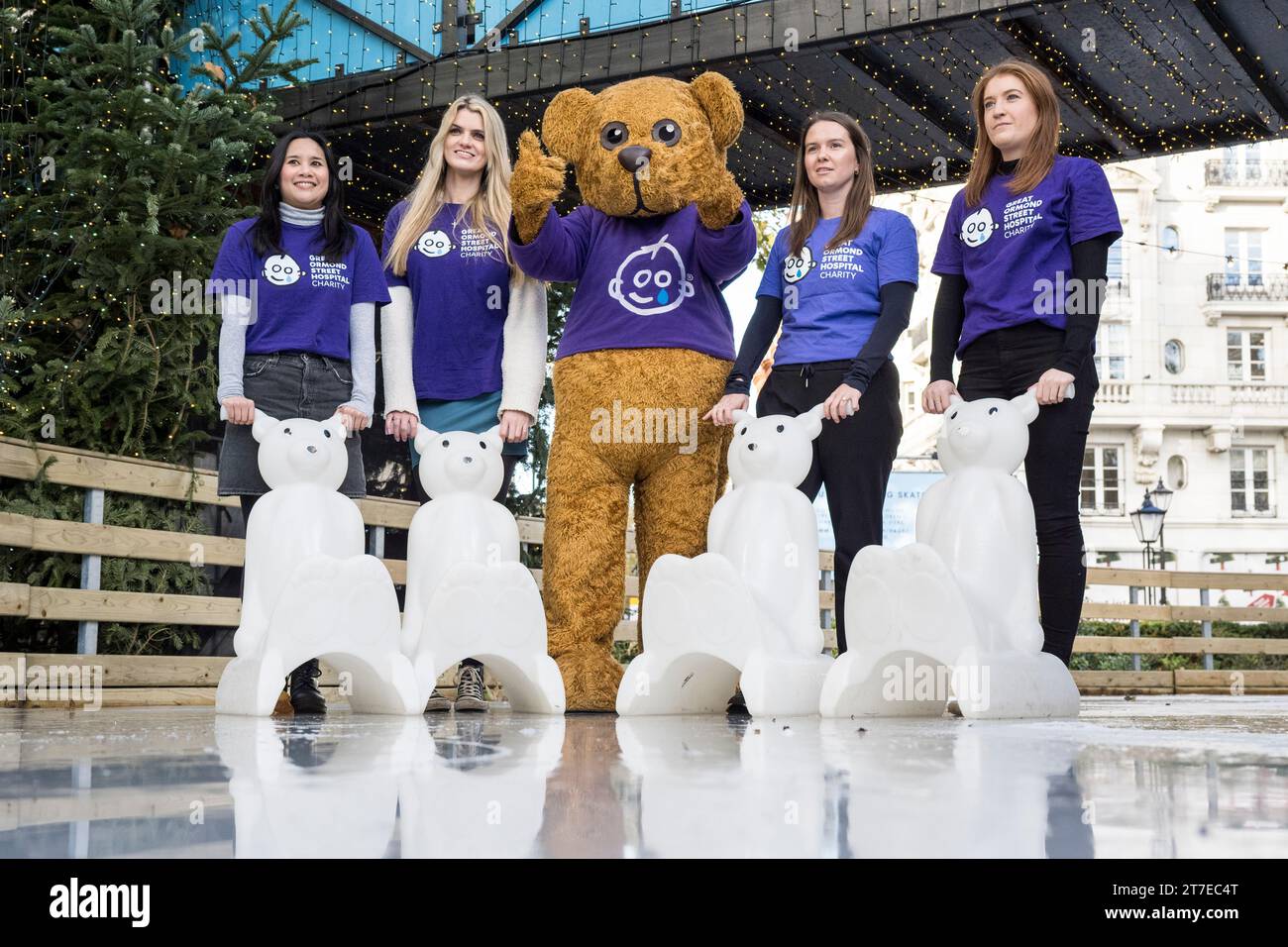 London, UK. 15 November 2023. GOSH charity mascot Bernard bear and ...