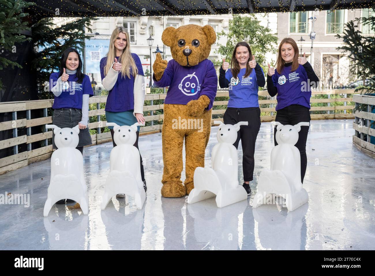 London, UK. 15 November 2023. GOSH charity mascot Bernard bear and ...