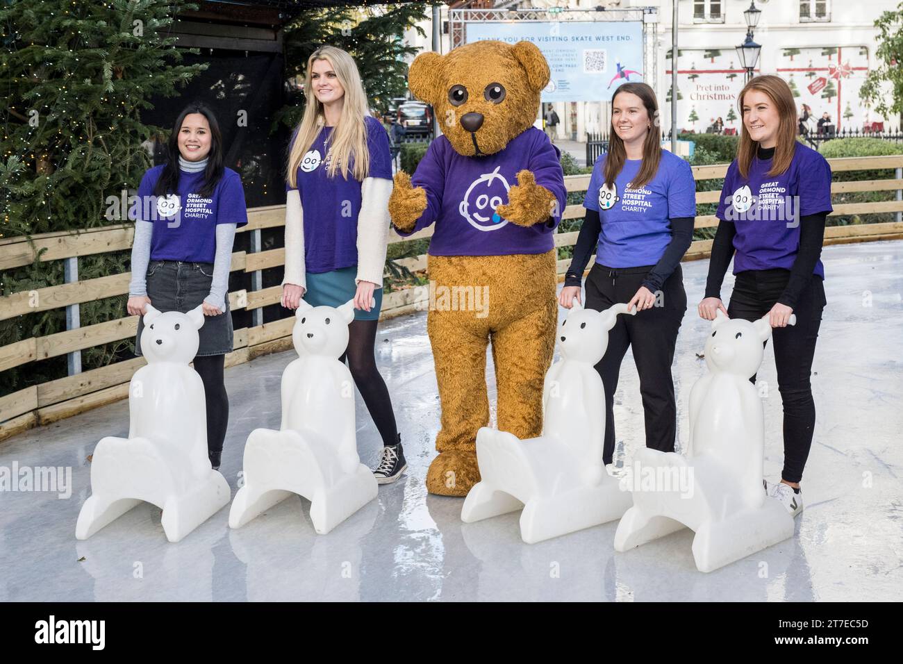 London, UK. 15 November 2023. GOSH charity mascot Bernard bear and ...