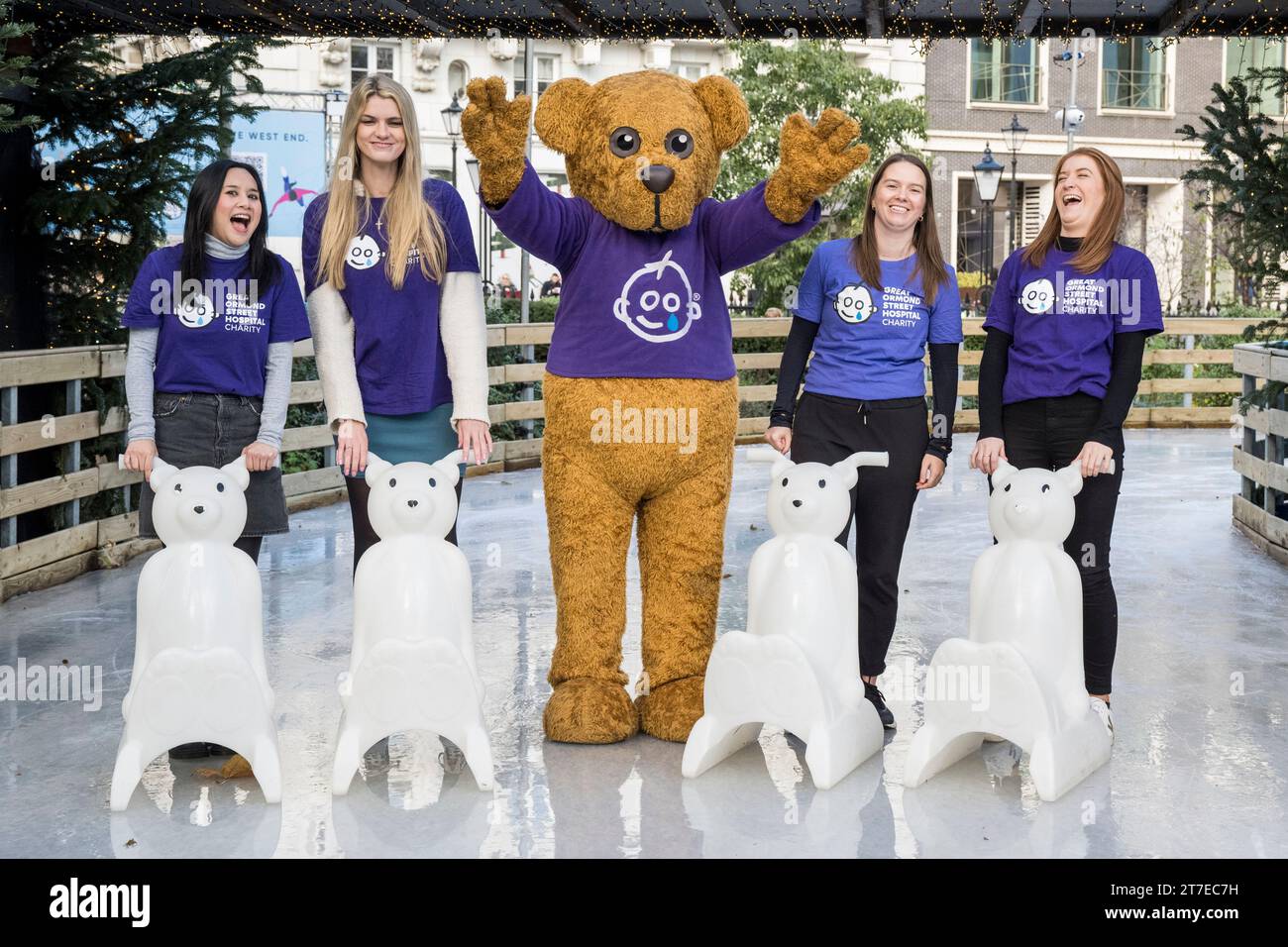 London, UK. 15 November 2023. GOSH charity mascot Bernard bear and ...