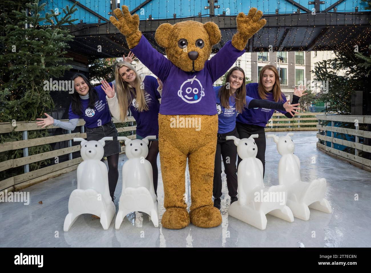 London, UK. 15 November 2023. GOSH charity mascot Bernard bear and ...