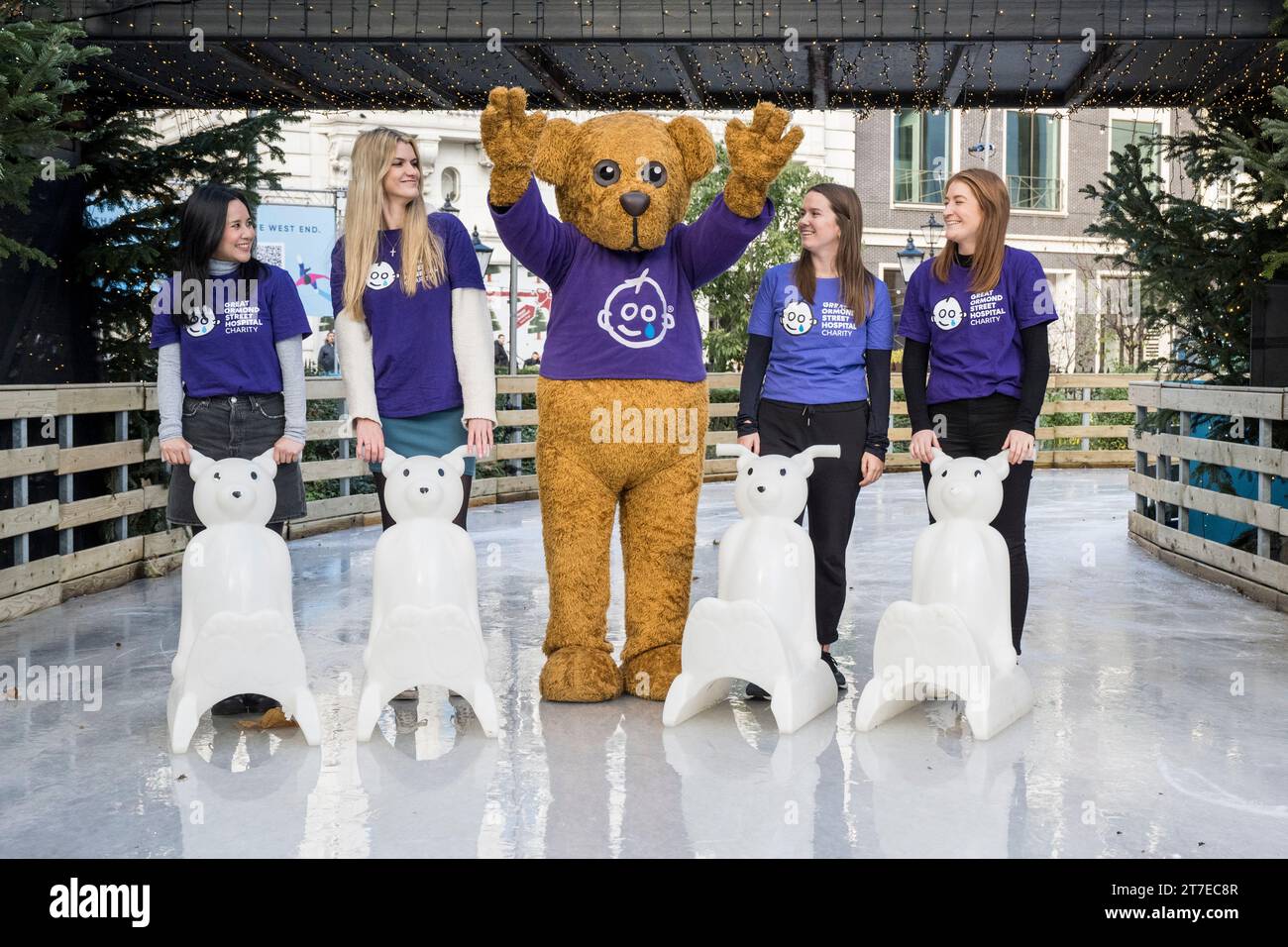 London, UK. 15 November 2023. GOSH charity mascot Bernard bear and ...