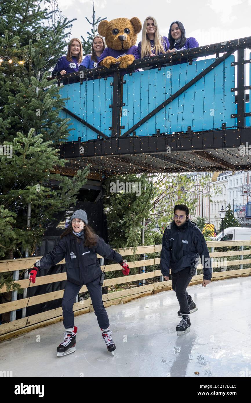 London, UK. 15 November 2023. GOSH charity mascot Bernard bear and ...