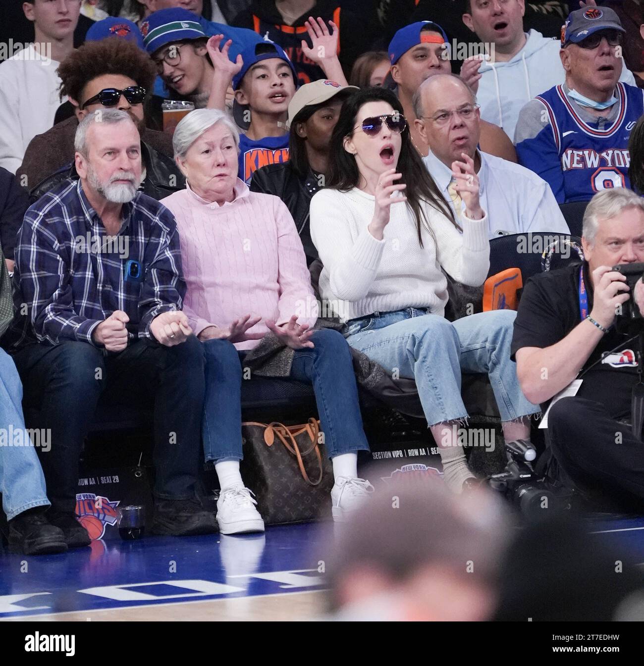 Celebrities watch the home team New York Knicks beat the visiting ...