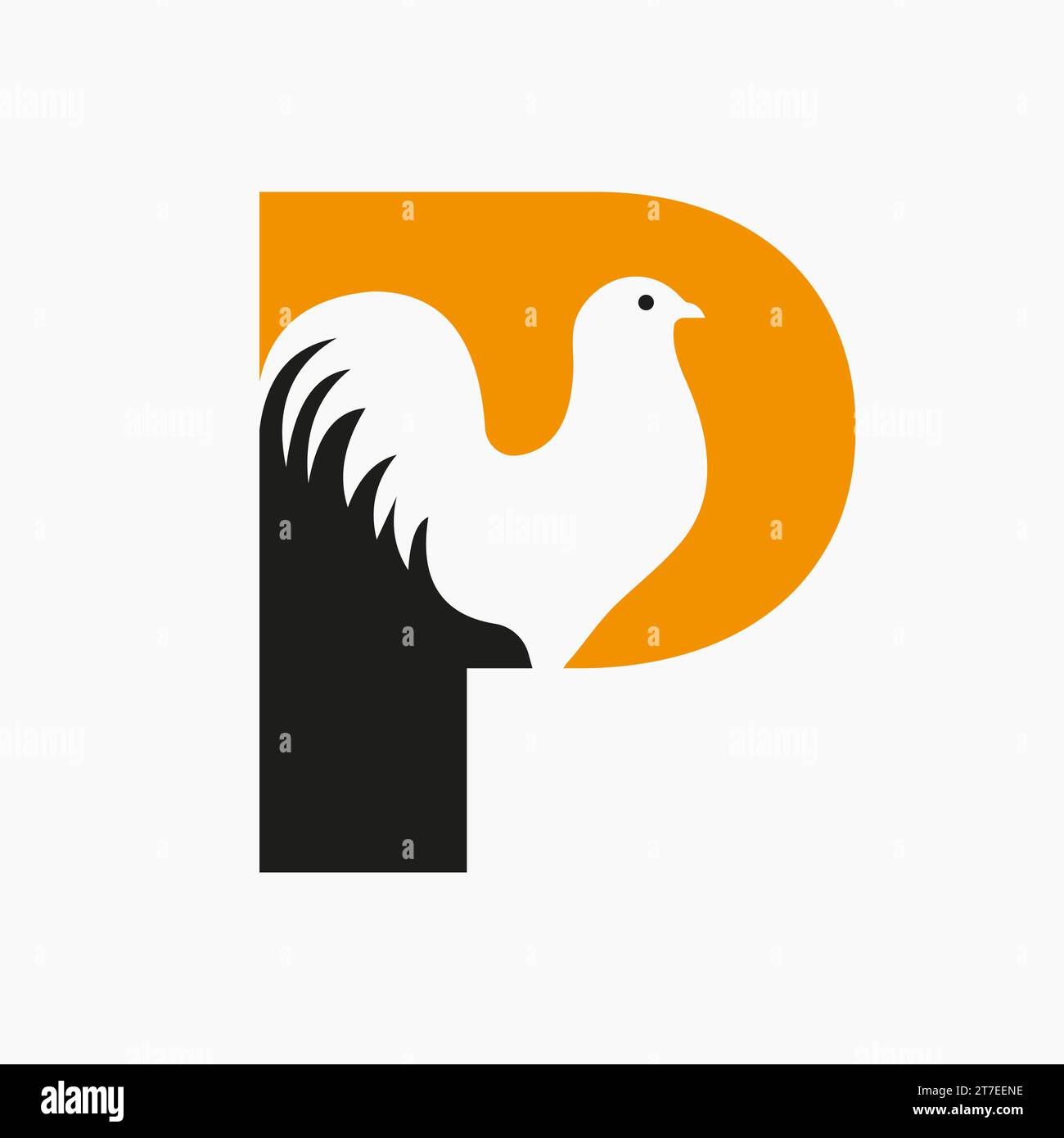 Letter P Poultry Logo With Hen Symbol. Rooster Logo, Chicken Sigh ...