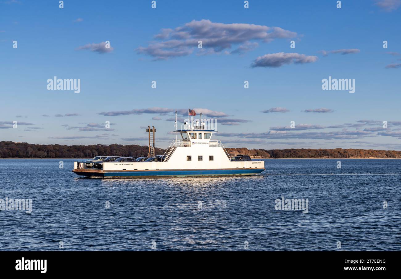 South Ferry, Captain Nick Morehead underway to shelter island Stock ...