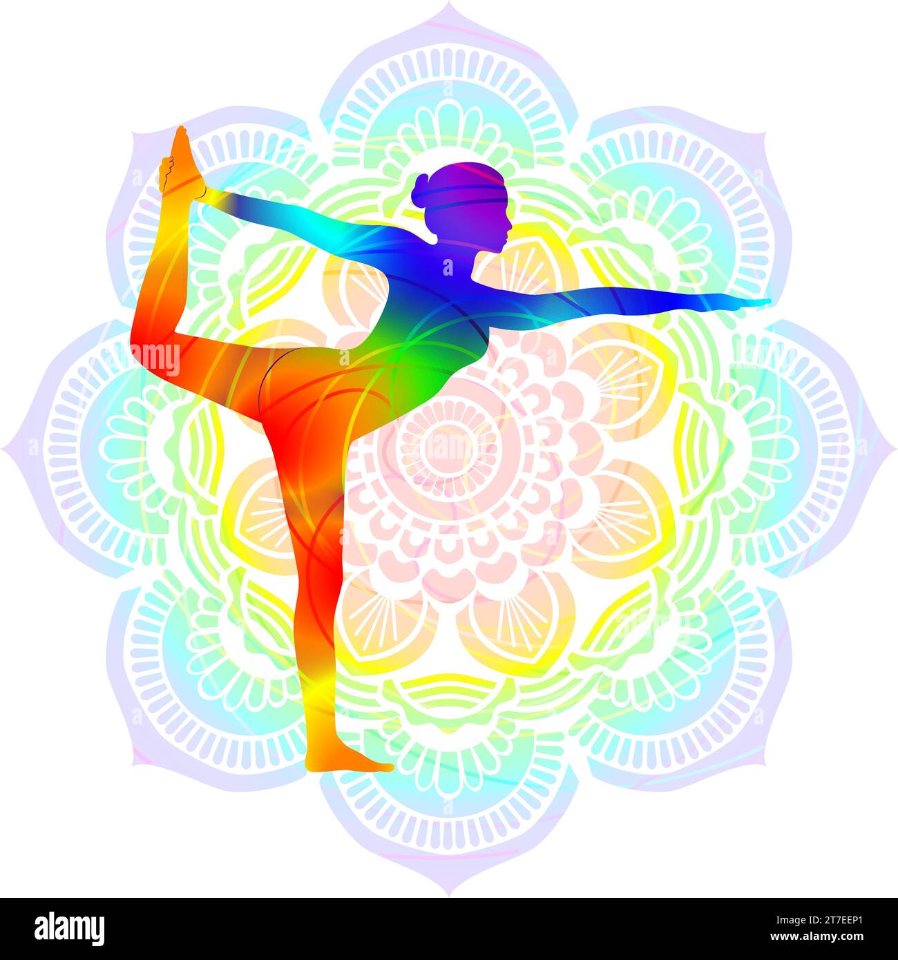 Colorful silhouette of yoga. Parivritta Natarajasana. Revolved Lord of ...