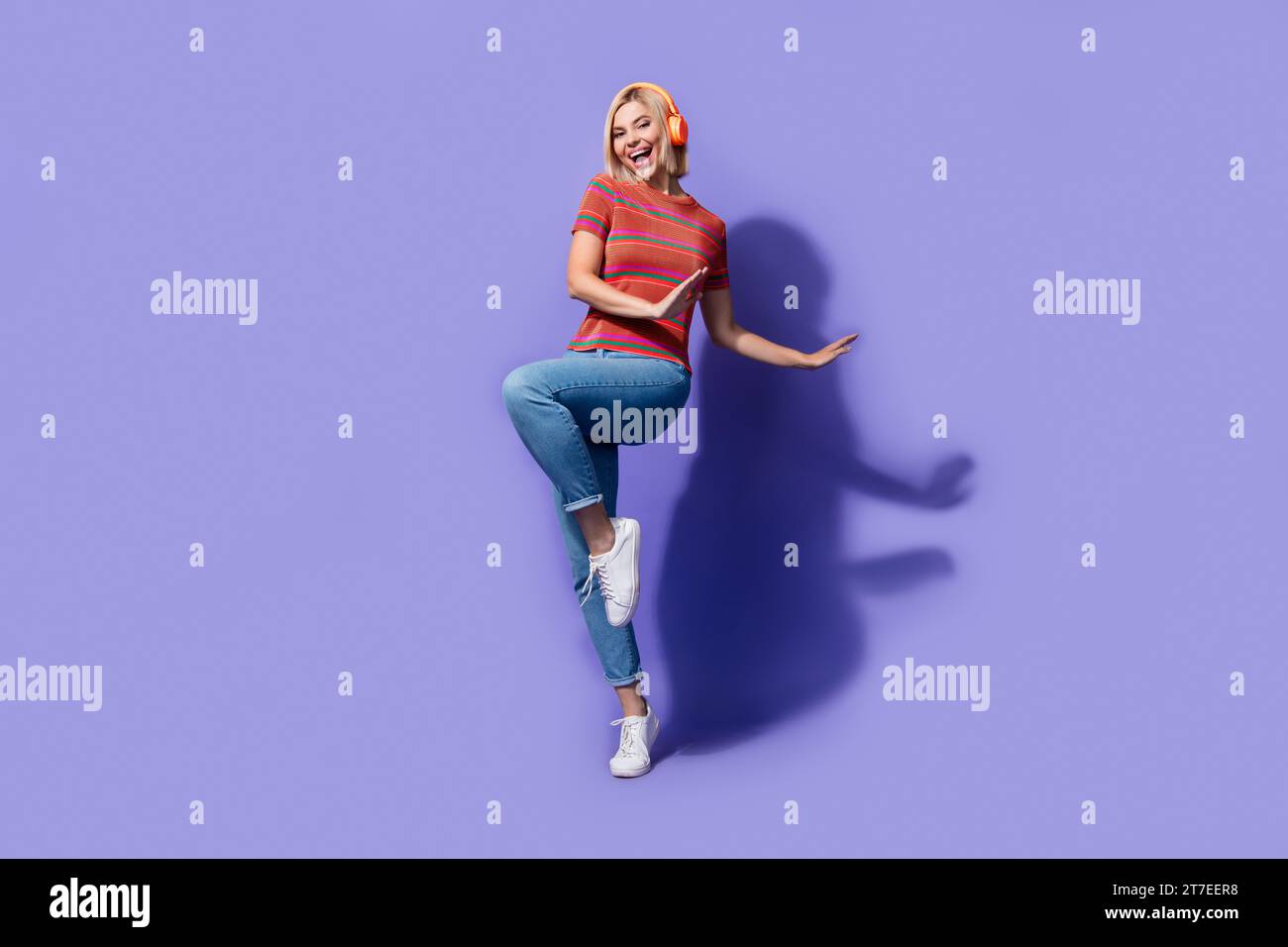 Boogie woogie party photo of funky student hipster attractive girl ...