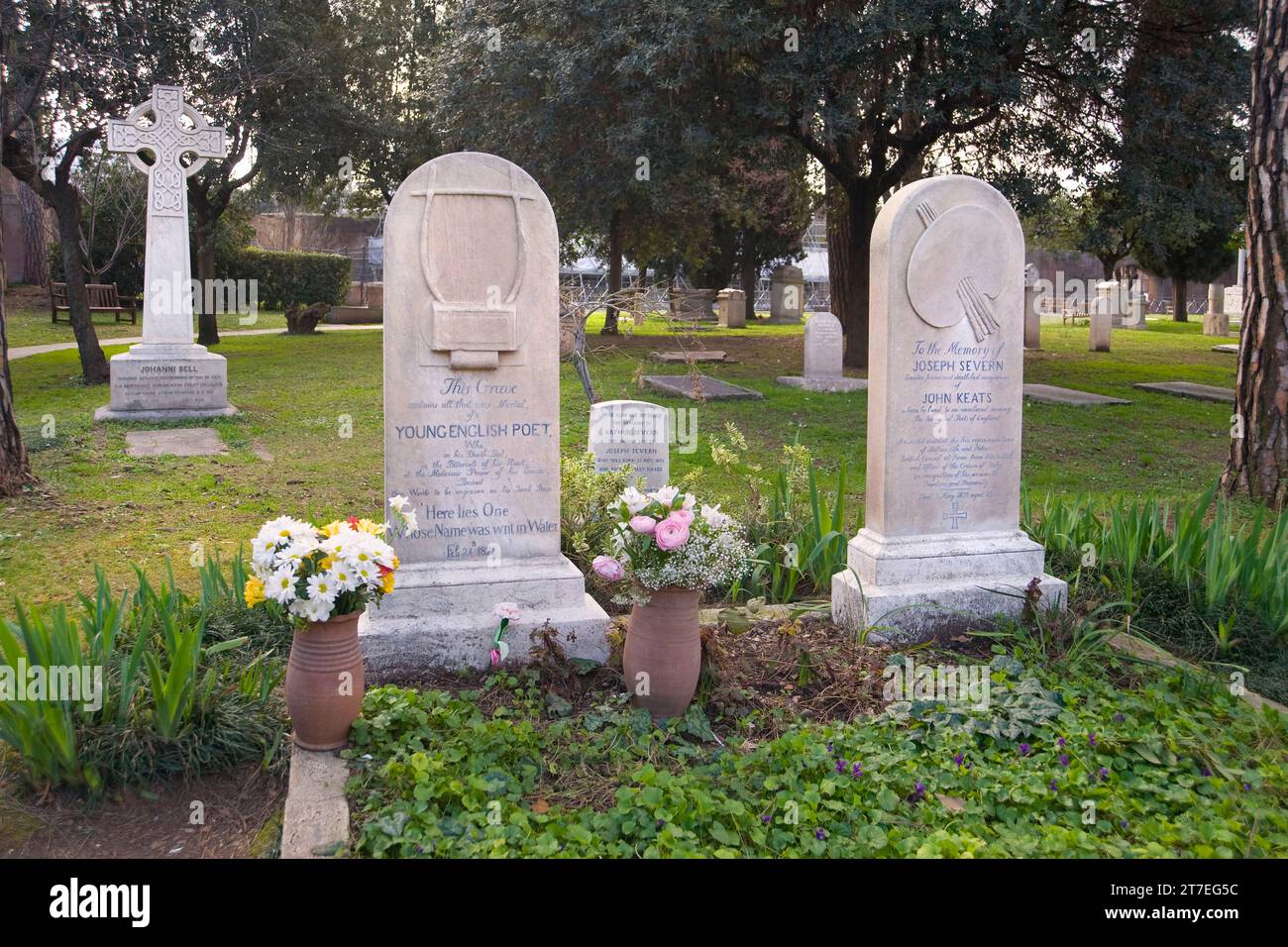 Non-catholic Cemetery. Tombs of John Keats and Joseph Severn. Rome ...
