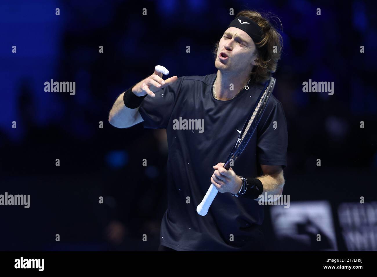Torino, Italy. 15th Nov, 2023. Andrey Rublev of Russia looks dejected ...