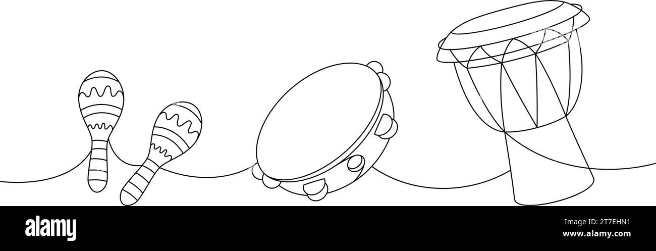 Drum musical instruments one line continuous drawing. Djembe drum ...