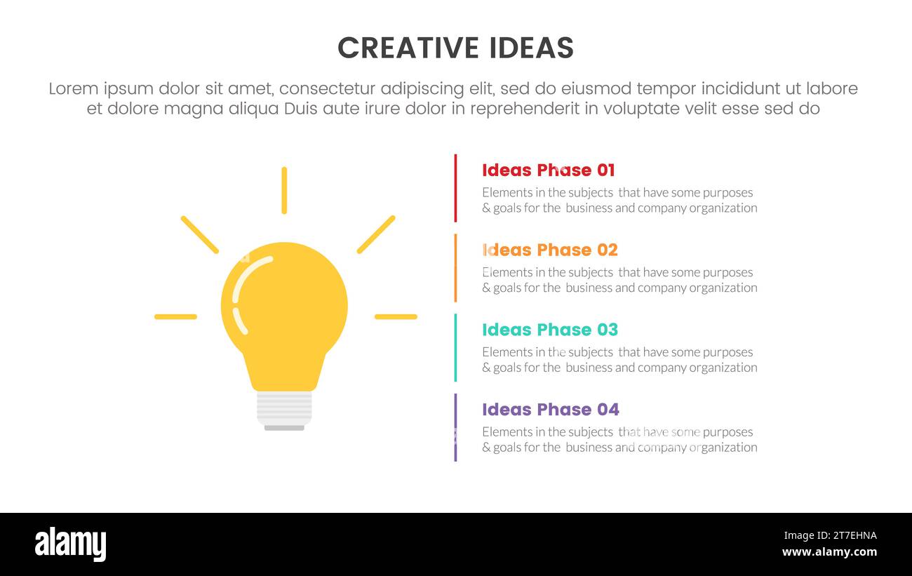 creative idea concept infographic 4 point stage template with lightbulb ...