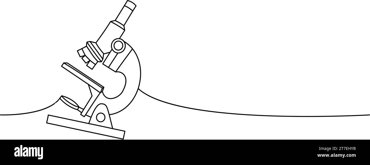 Microscope, school supplies one line continuous drawing. Back to school ...
