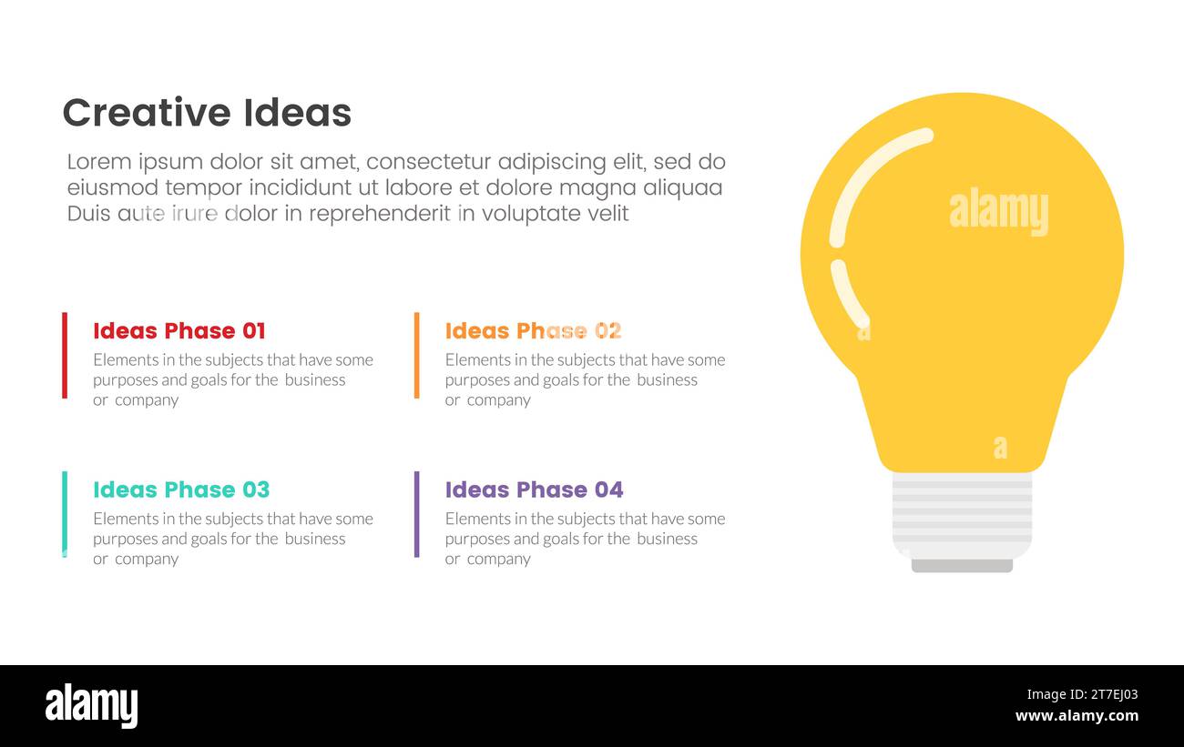 creative idea concept infographic 4 point stage template with lightbulb ...