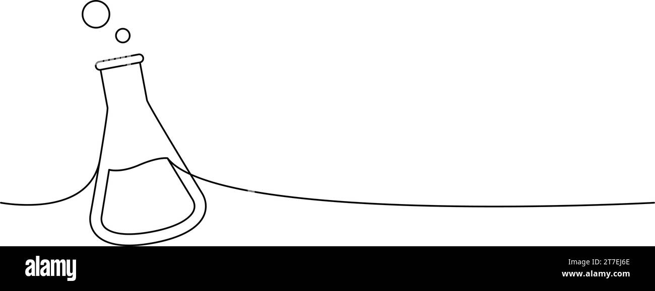 Laboratory glass equipment, test tubes, school supplies one line ...