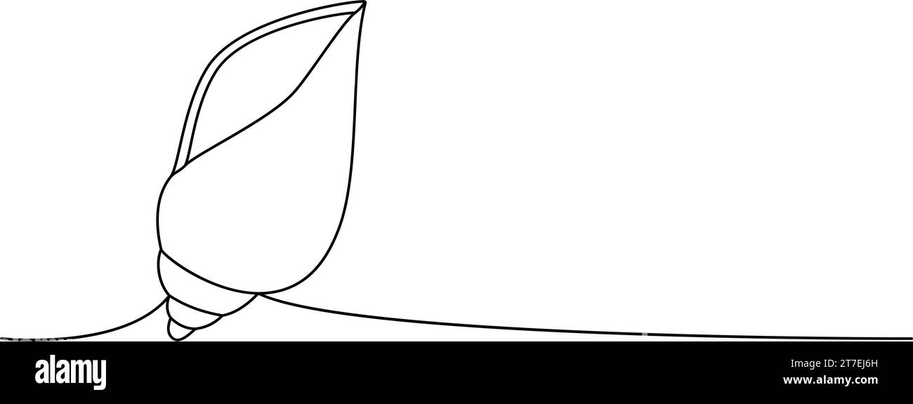 Scallop sea shell one line continuous drawing. Tropical underwater ...